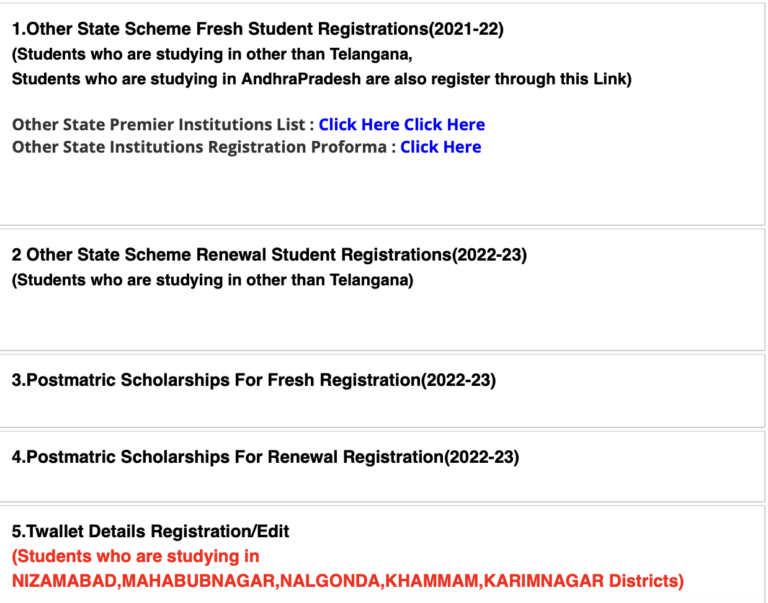 ePASS Scholarship Telangana Application Process
